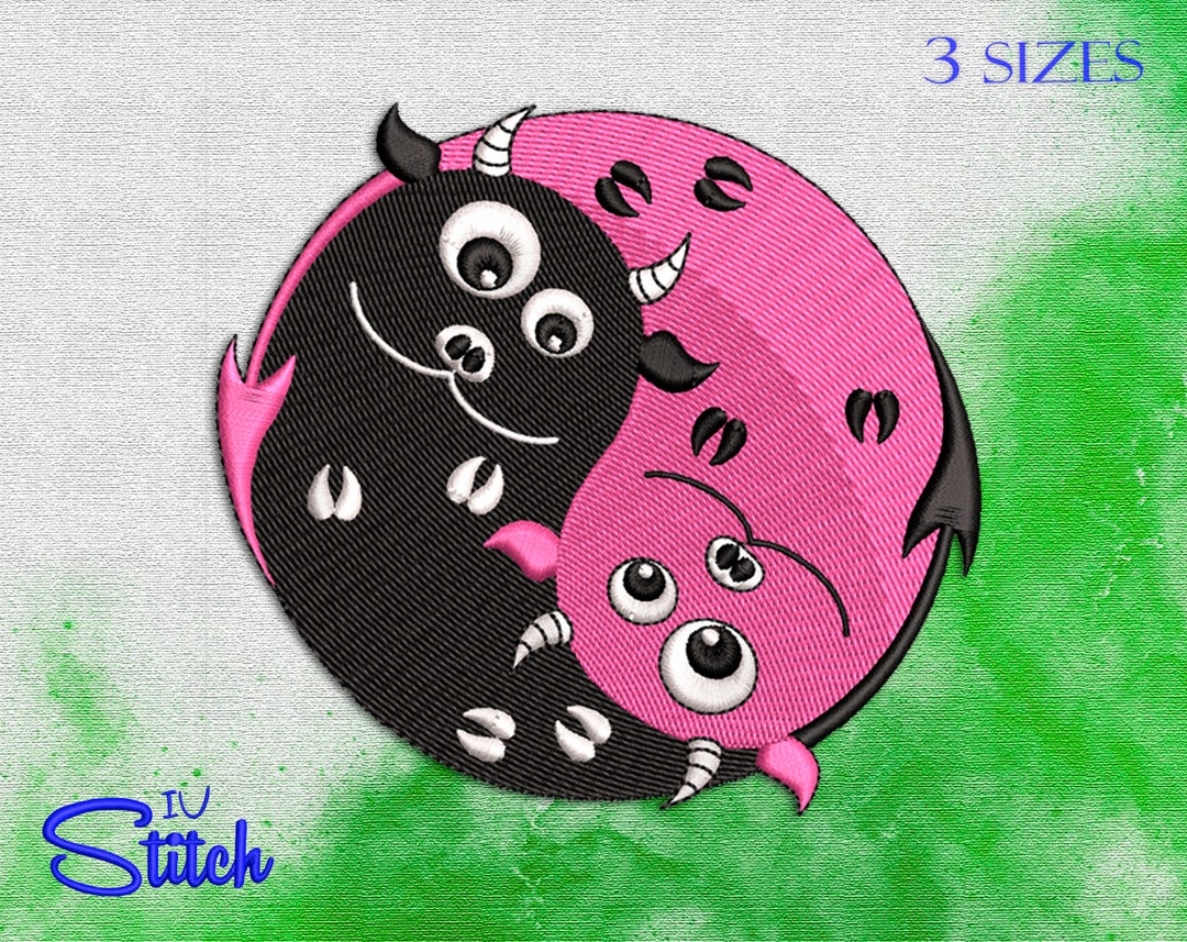 Yin Yang With Devils Embroidery Design, 3 Sizes, Multiformat - Etsy
