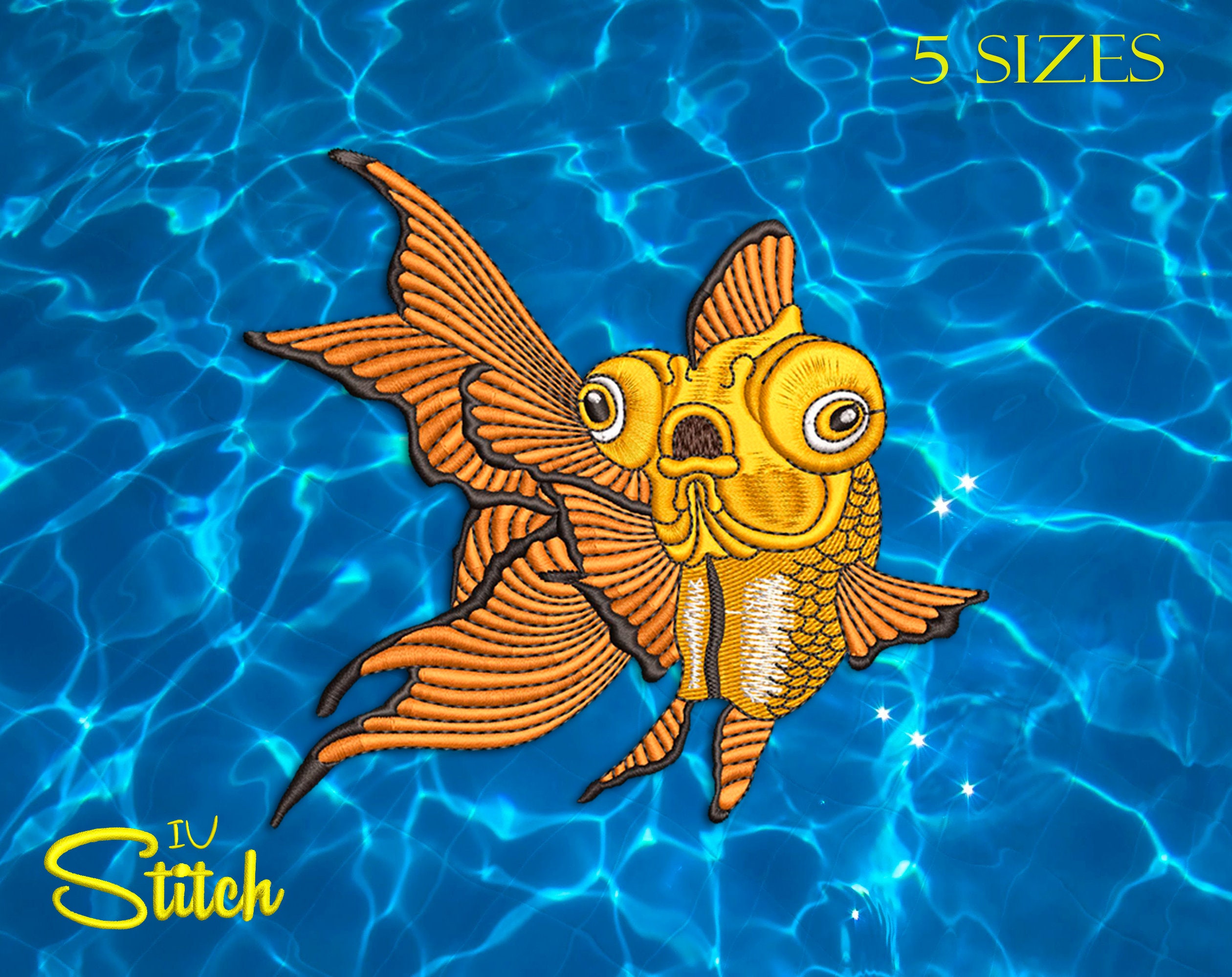 Goldfish Collection Emboidery Design Pack, 5 Sizes, 6 Designs ...