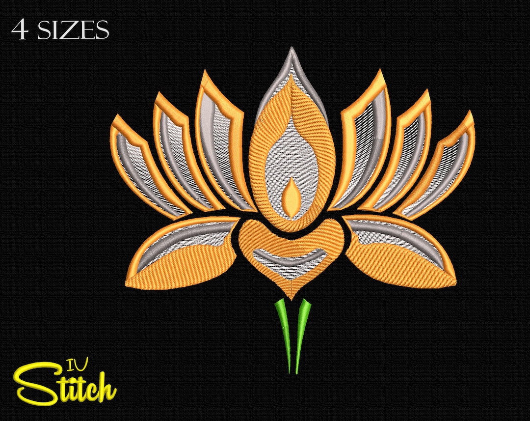Unique Lotus Embroidery Design, 4 Sizes, Multiformat - Etsy