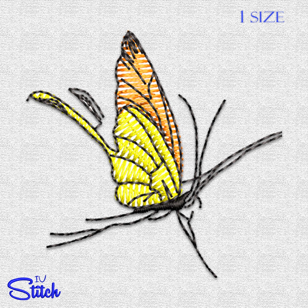 Yellow Flying Butterfly Embroidery Design, 1 Sizes, Multi-format - Etsy