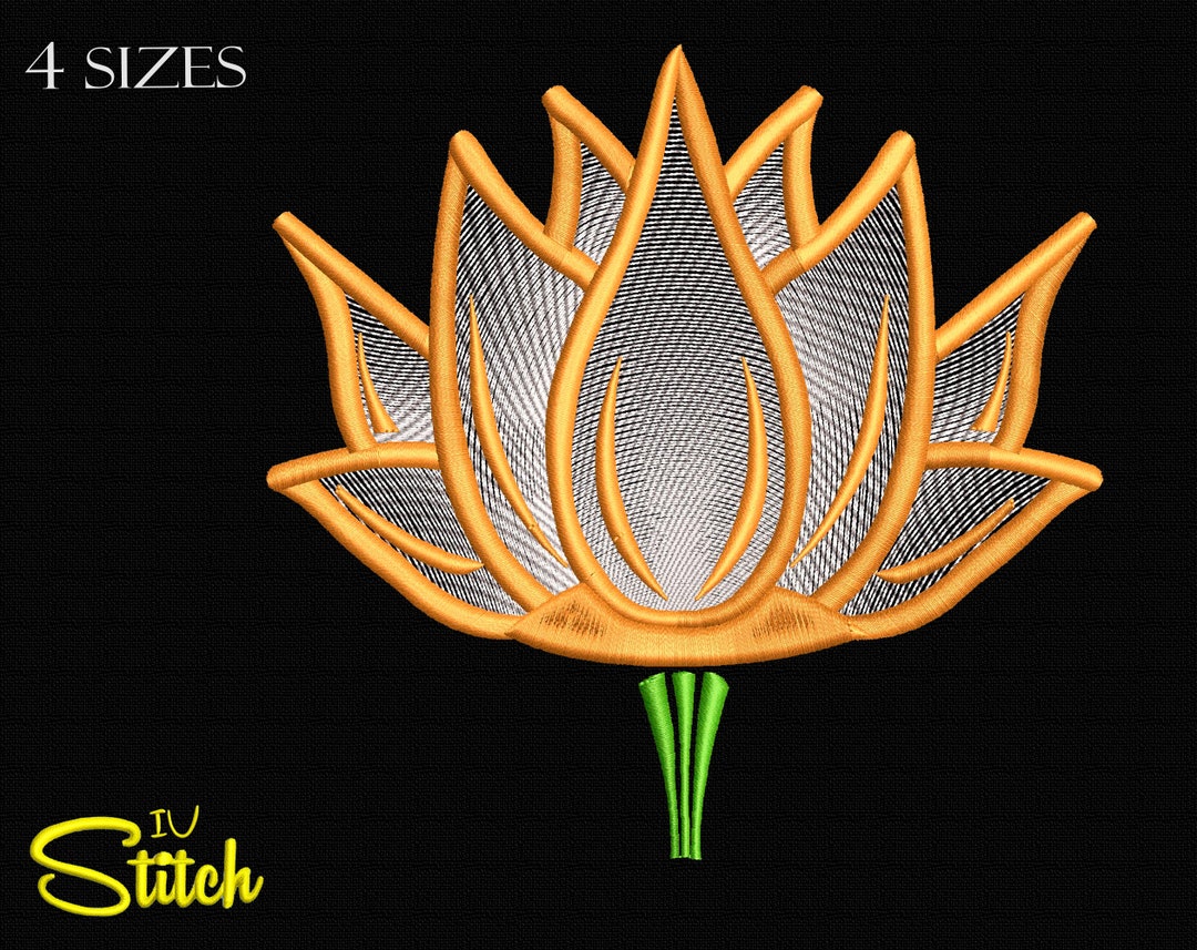 Aquatic Lotus Embroidery Design, 4 Sizes, Multiformat - Etsy