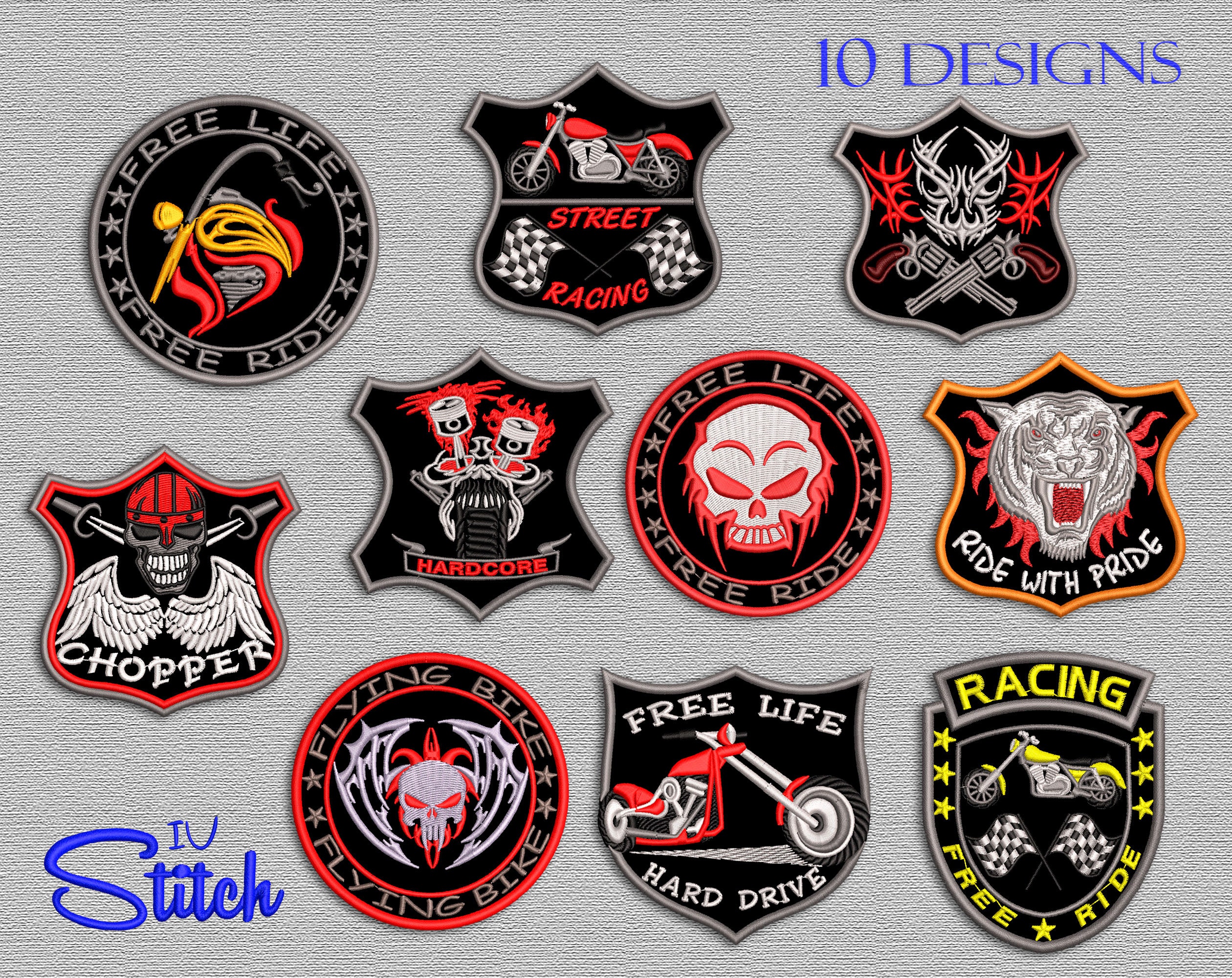 Biker Patches Collection 4 Embroidery Designs 10 Designs 1 - Etsy
