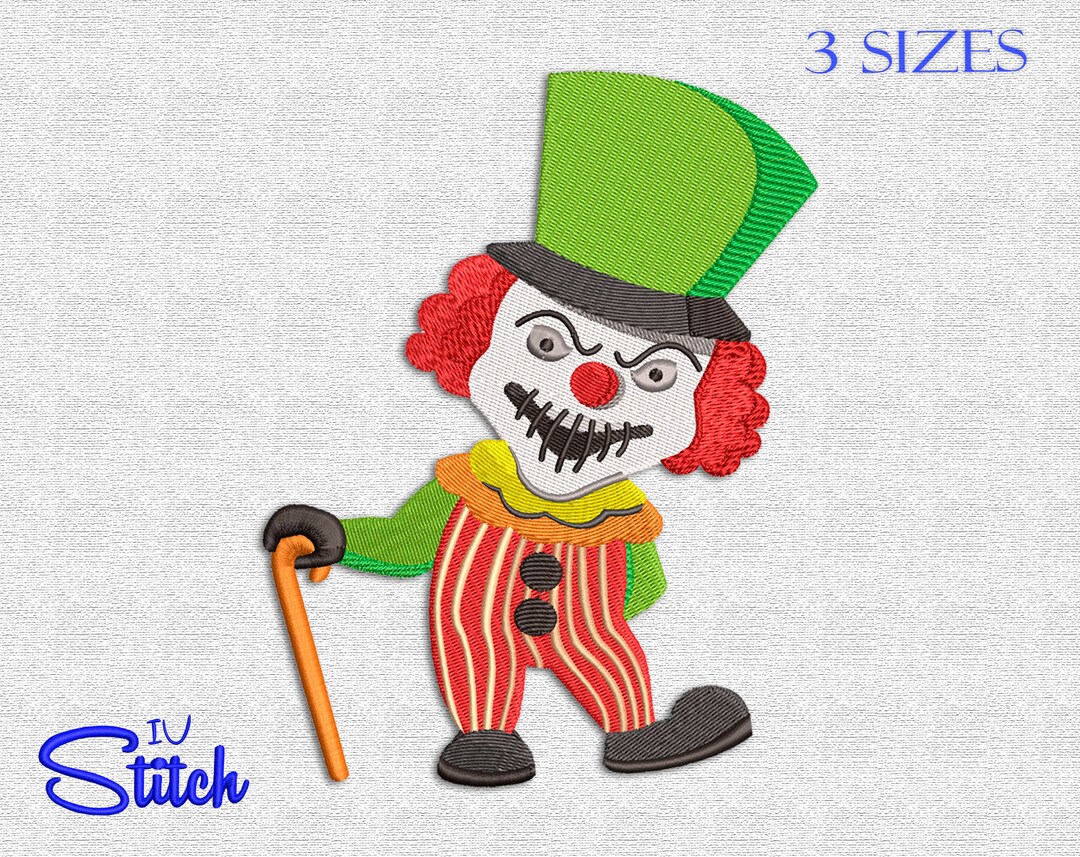 Scaring Clown Embroidery Desingn, 3 Sizes, Multiformat - Etsy