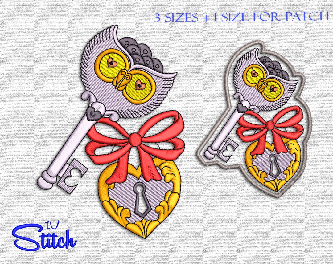 Owl With Key Embroidery Designs, 3+1 Sizes, Multiformat - Etsy