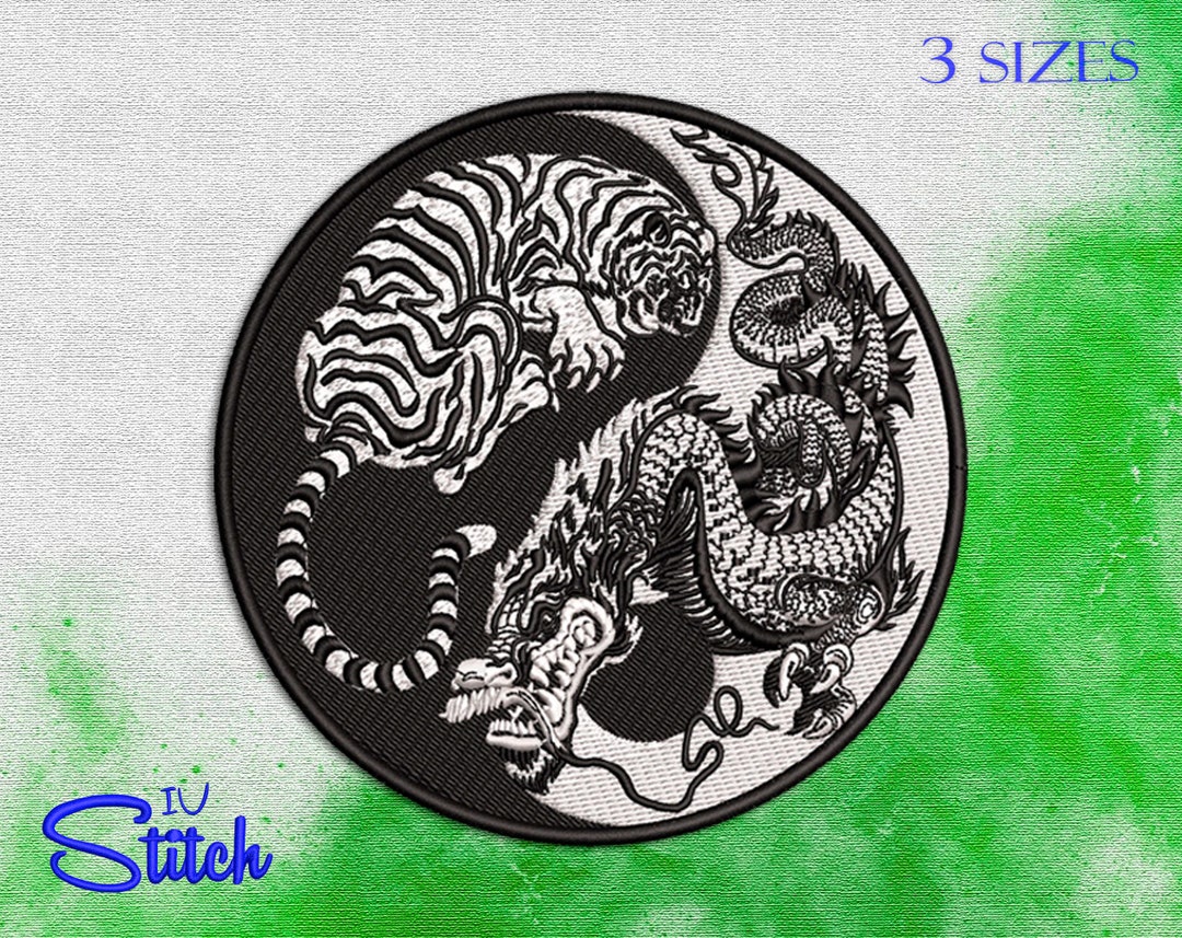 Tiger and Dragon in Yin Yang Embroidery Design, 3 Sizes, Multiformat - Etsy