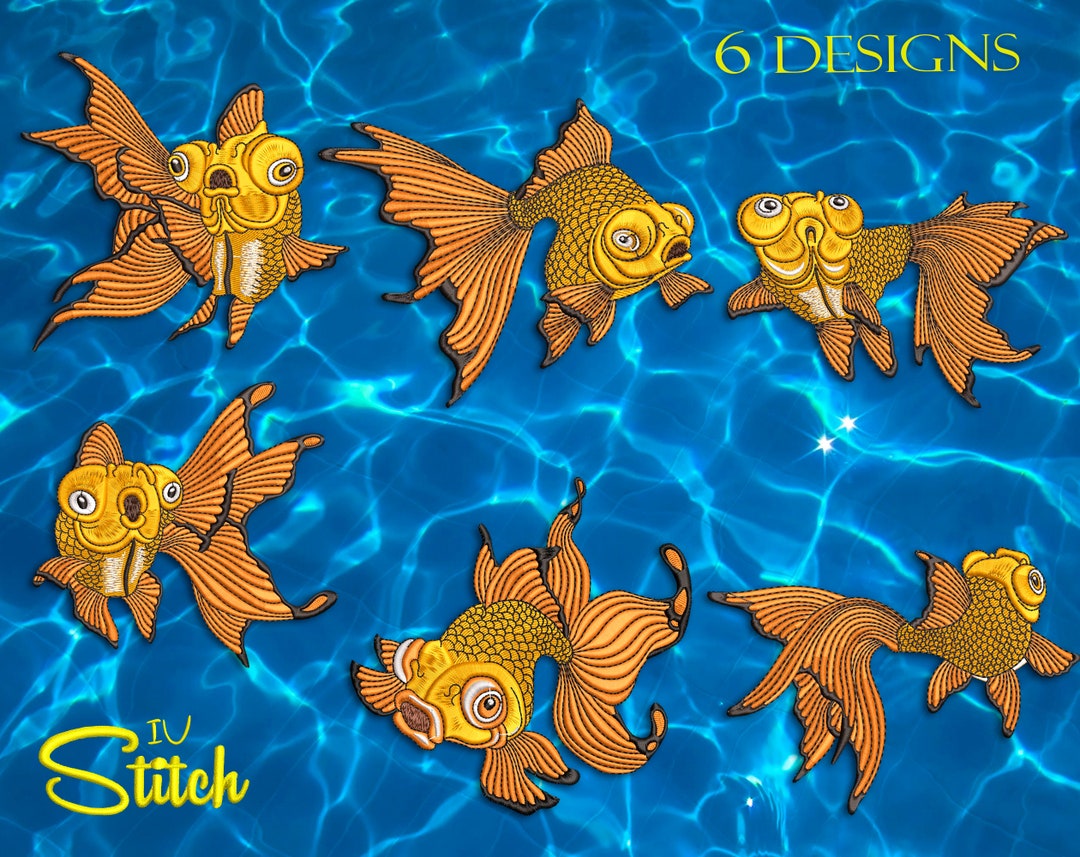 Goldfish Collection Emboidery Design Pack, 5 Sizes, 6 Designs ...