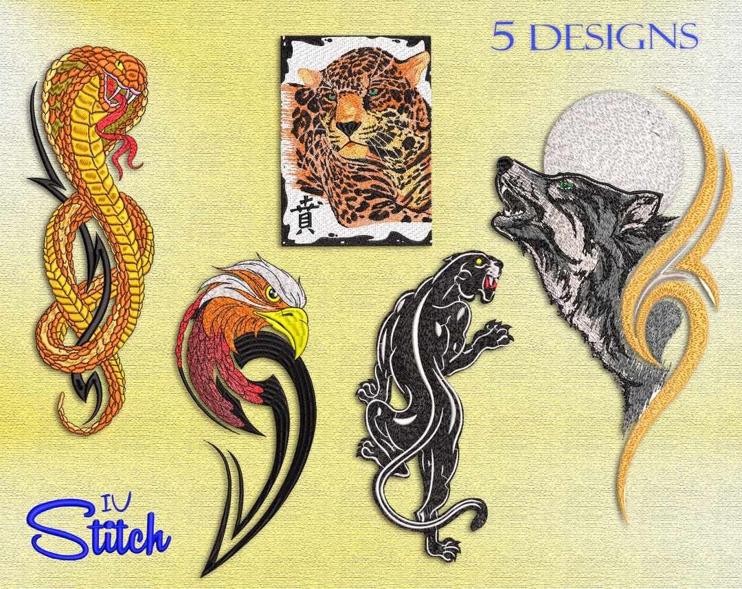 Animals Embroidery Designs #1, 5 Designs, Multisizes, Multiformat - Etsy