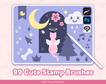 32 Cloud Stamp Brushes - Cute Simple Comic Shapes - Decoration Elements ...