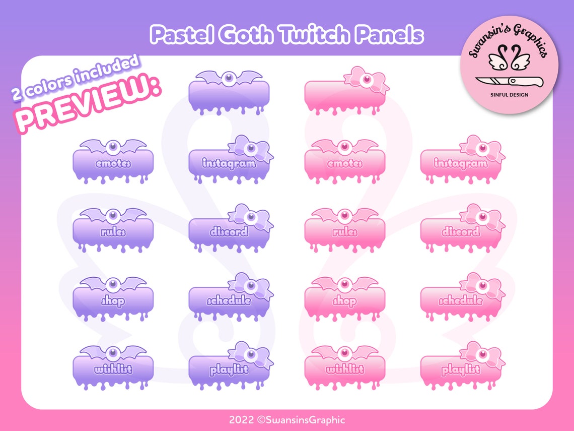 Kawaii Pastel Goth Panels for Twitch | for Spooky Horror Zombie Monster ...