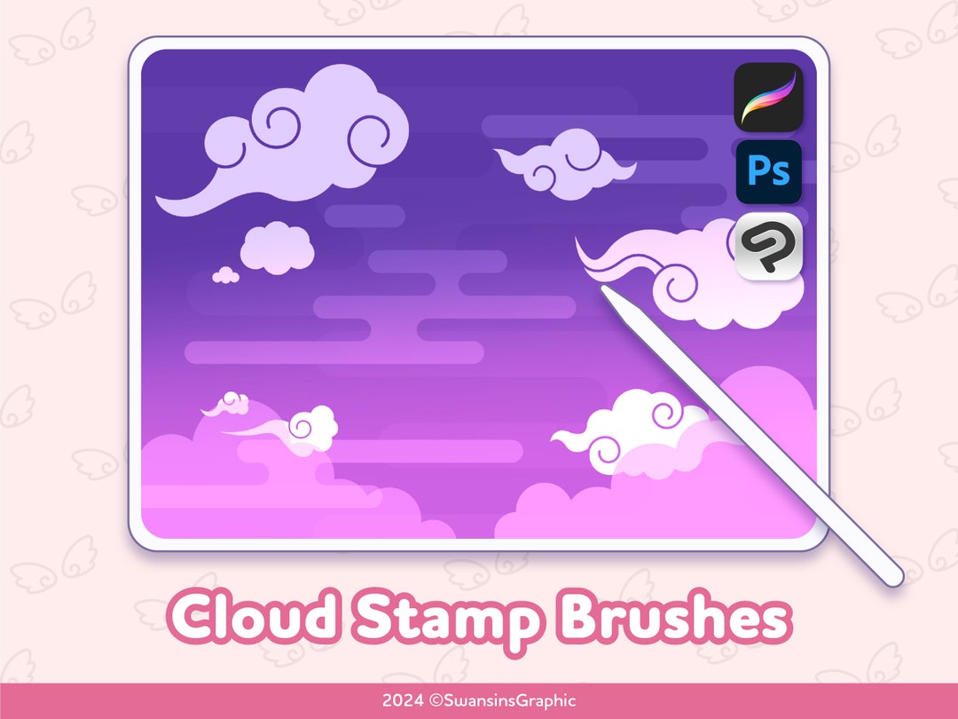 32 Cloud Stamp Brushes - Cute Simple Comic Shapes - Decoration Elements ...