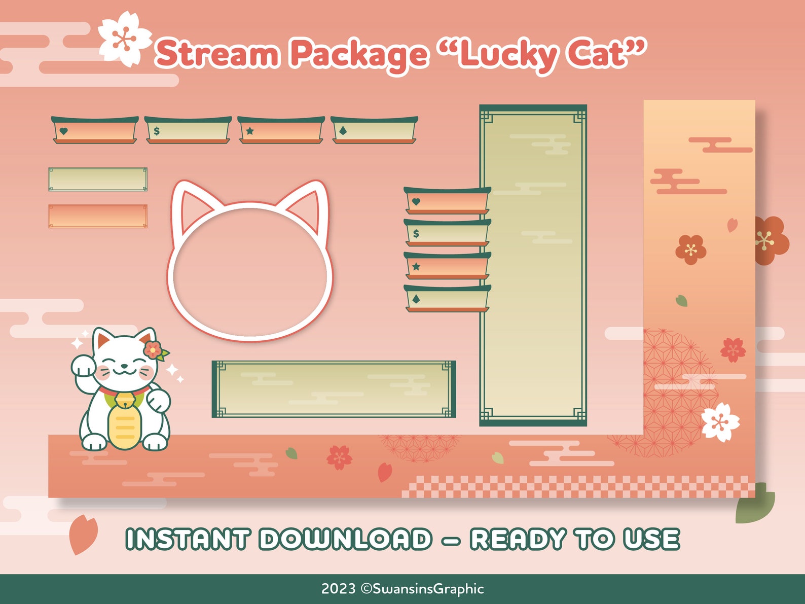 ANIMATED Lucky Cat Stream Package | Just Chatting Screen and Vtuber ...