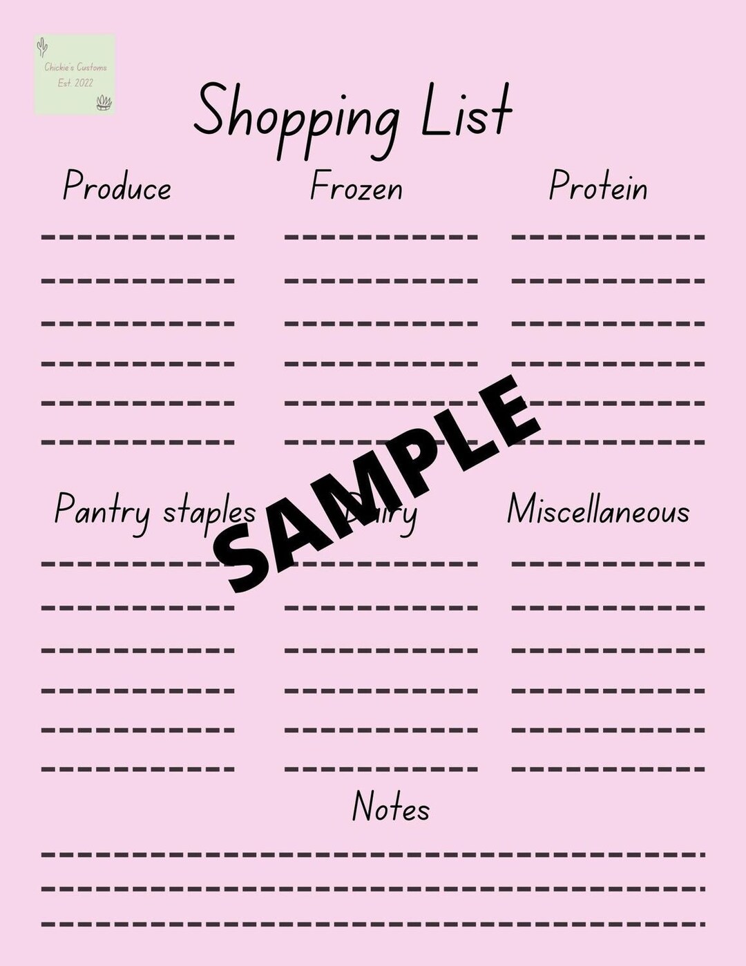 Printable Grocery Shopping List - Etsy