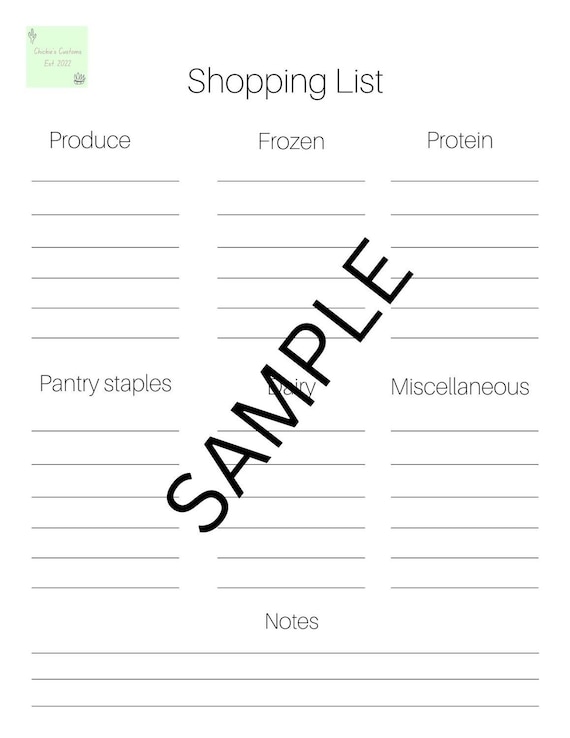 Printable Vertical Shopping List - Etsy