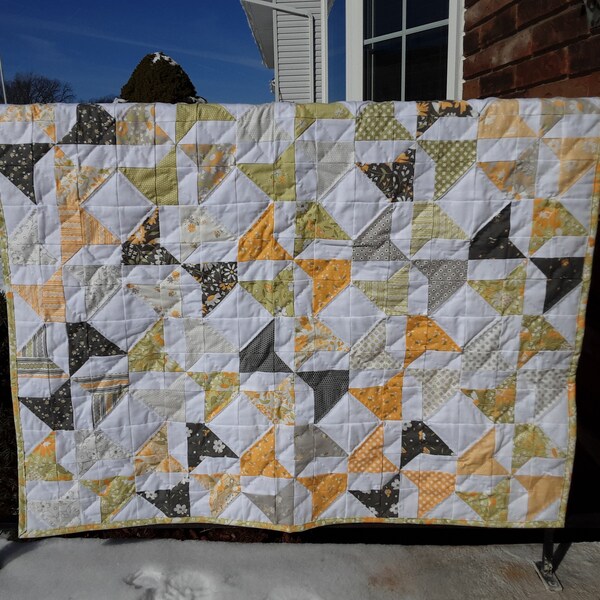 Yellow Gray Quilt - Etsy
