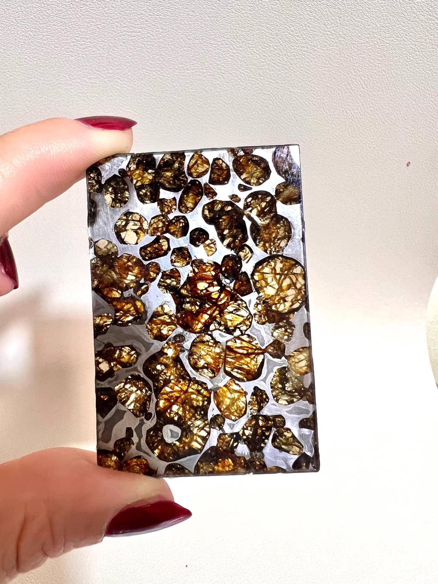 100% High‑olivine Sericho Pallasite Meteorite Slice/meteorite Pendant ...