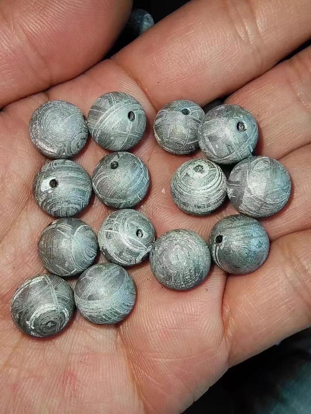 Muonionalusta Meteorite Bead: Iron Widmanstätten Pattern, Sterling ...