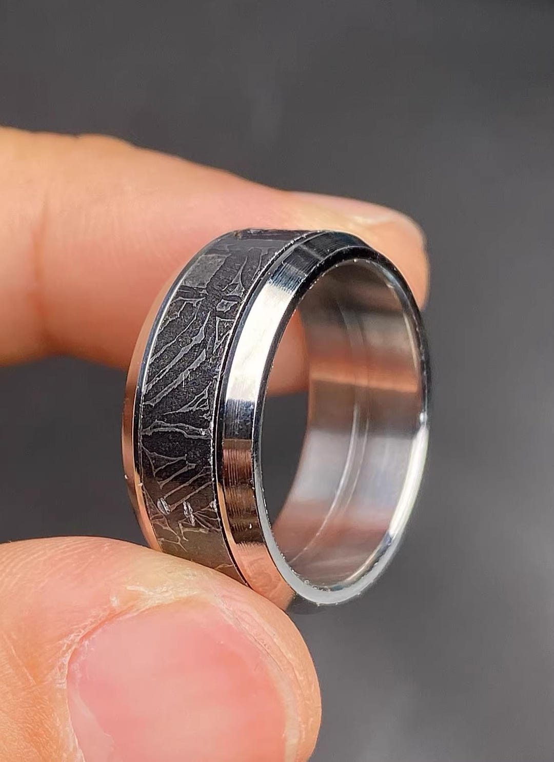 New Authentic Meteorite Band Ring, Meteorite Jewelry,meteorite Ring ...