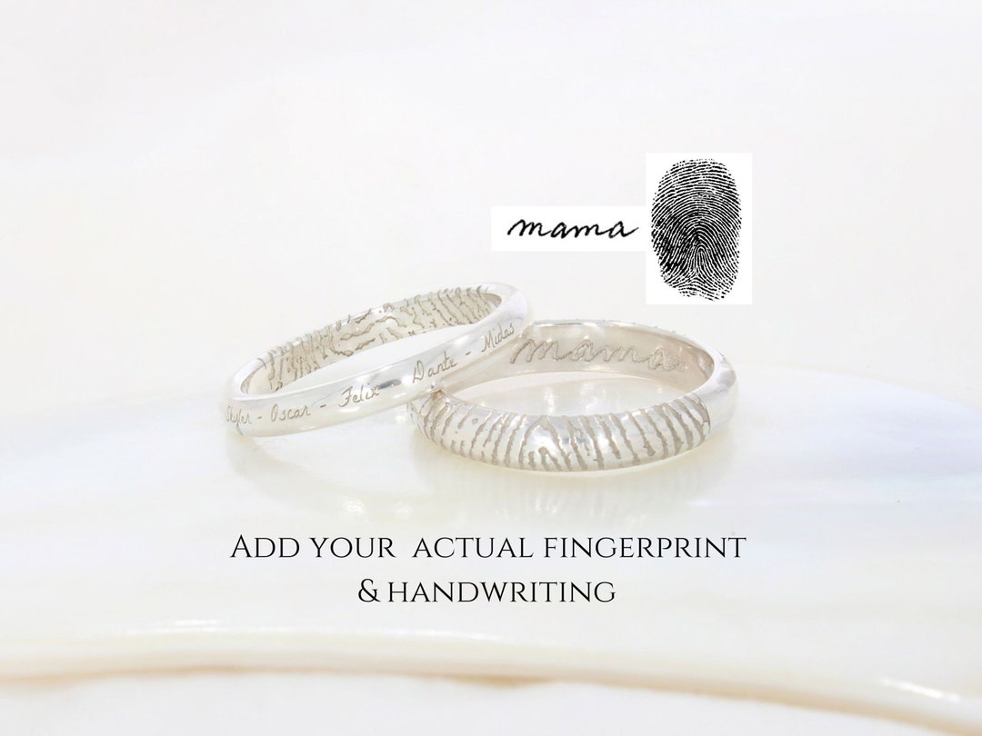 Sterling Silver Fingerprint Ring | engraved Ring, Fingerprint Jewelry ...