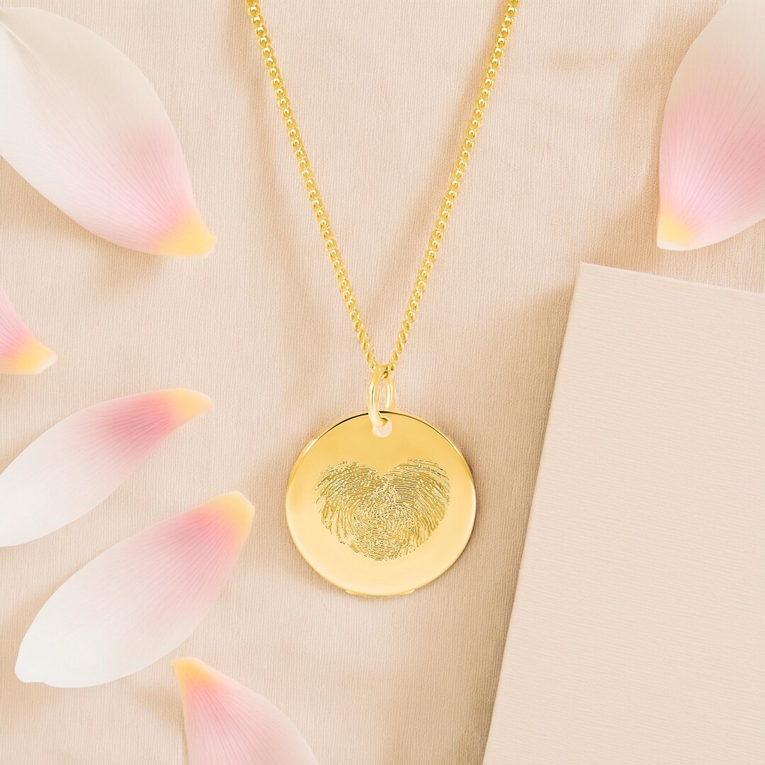 Gold Fingerprint Necklace: Personalized Memorial Jewelry & Engraved ...