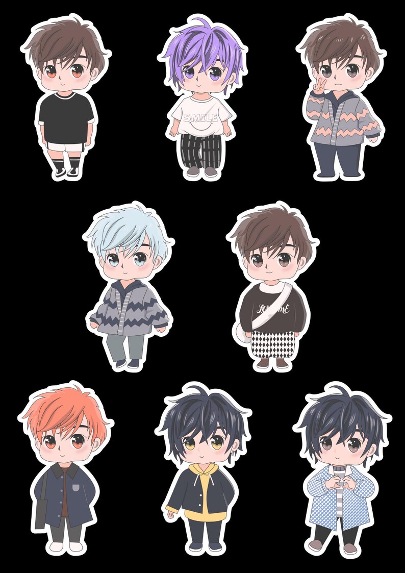 Trendy Chibi Boy Stickers | Kawaii Boy Sticker Pack | Cute Anime Chibi ...
