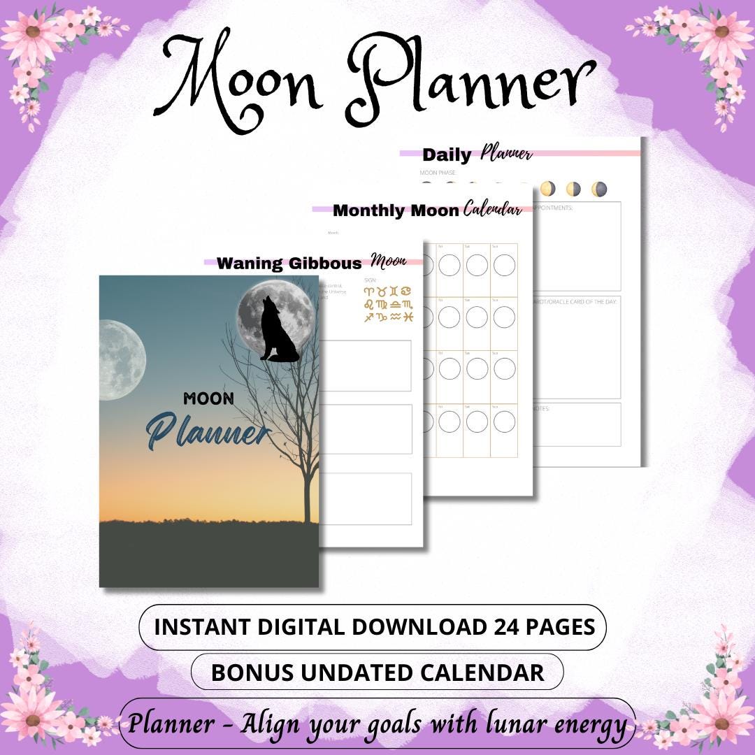 Moon Planner Digital Download Editable in Canva Organize Your Lunar ...