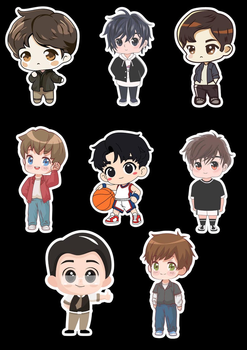 Trendy Chibi Boy Stickers | Kawaii Boy Sticker Pack | Cute Anime Chibi ...