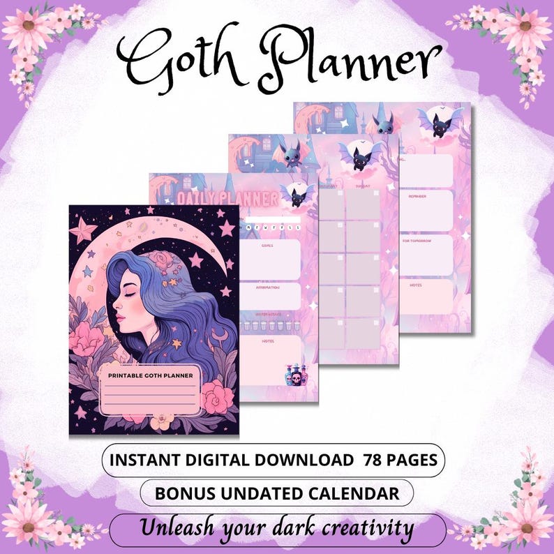 Gothic Planner PDF Magic Planner and Witchy Editable Templates Goth ...