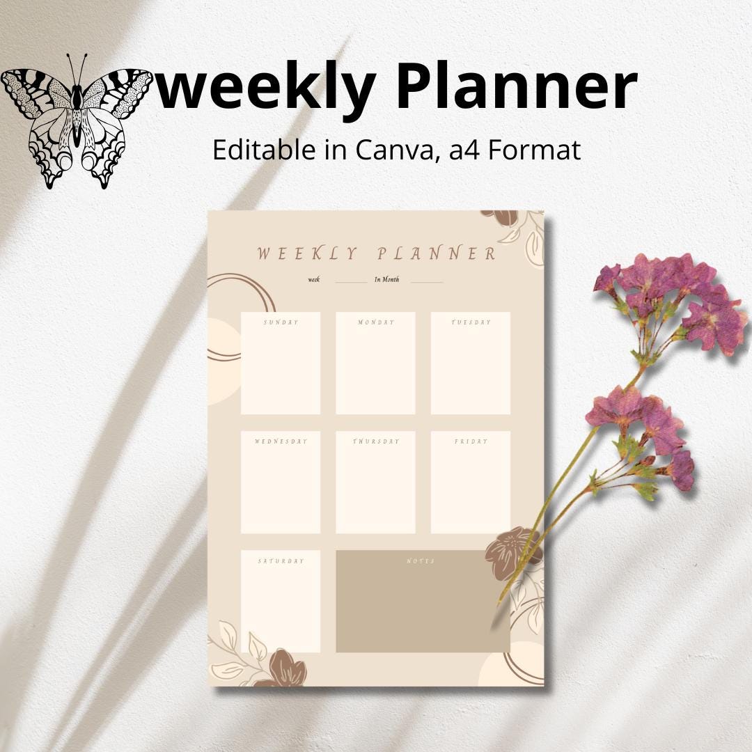 Weekly Planner Template Printable Weekly Schedule Undated Minimalist ...