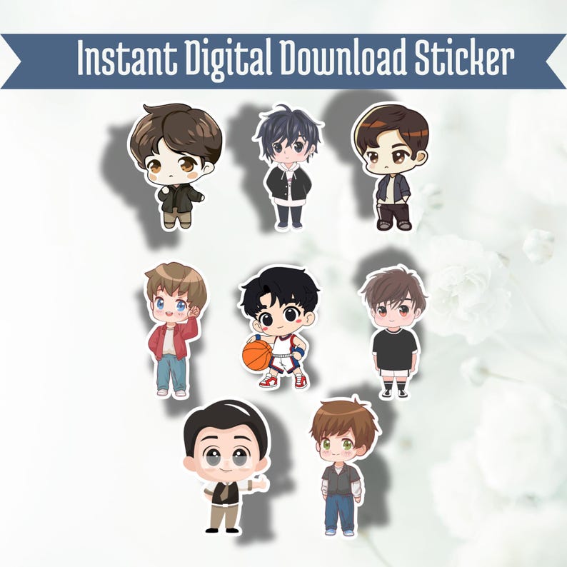 Trendy Chibi Boy Stickers | Kawaii Boy Sticker Pack | Cute Anime Chibi ...