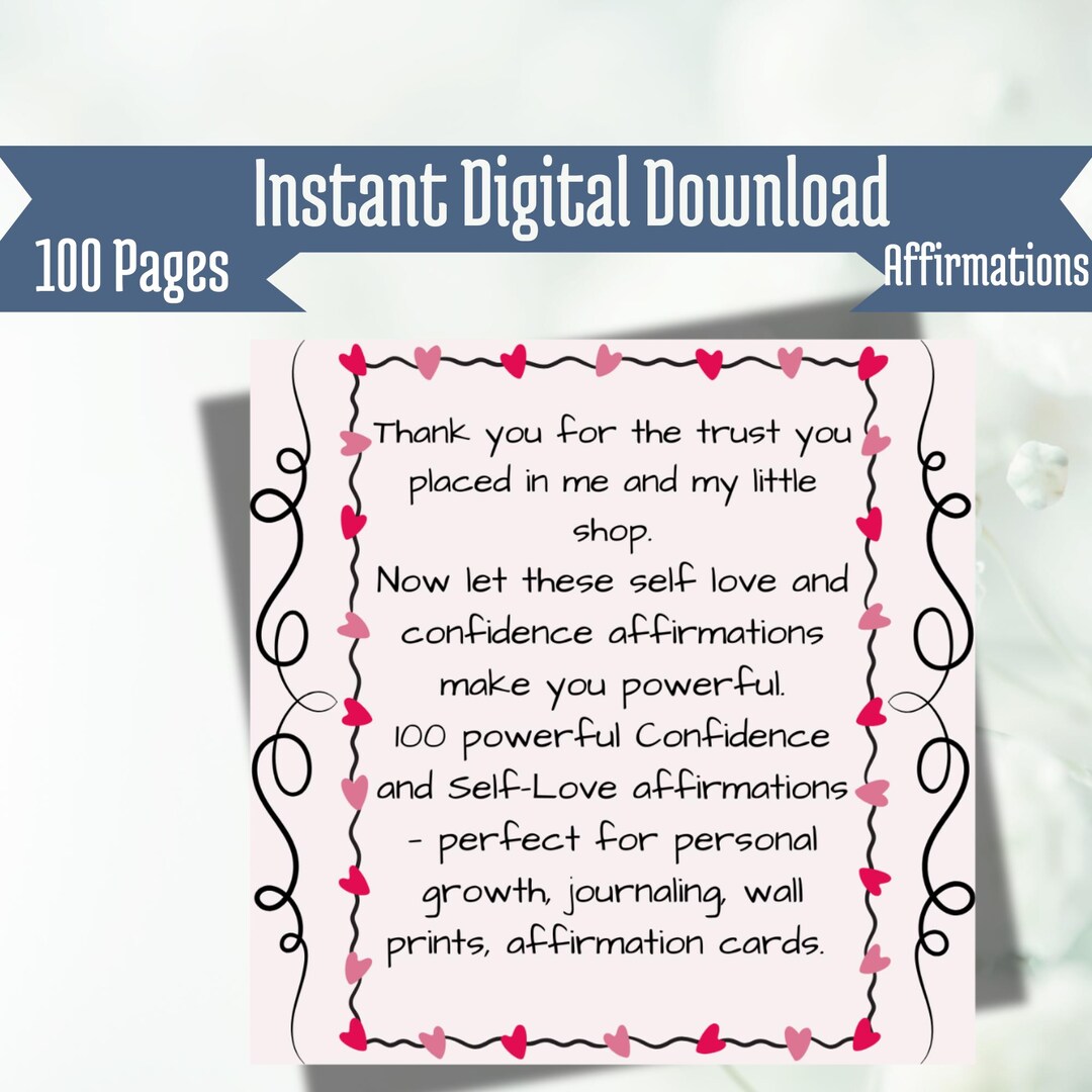 100 Self-love Affirmations for Women | Printable Digital Download ...