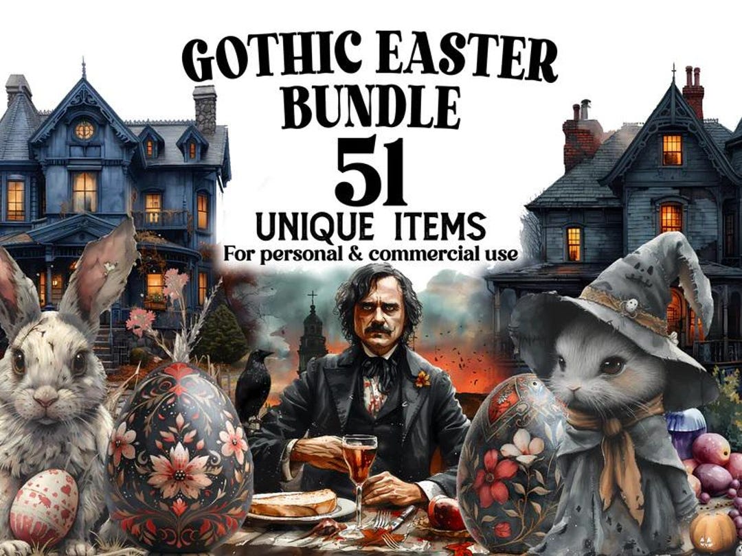 Gothic Easter Clipart | Dark Easter PNG Bundle | Digital Download ...