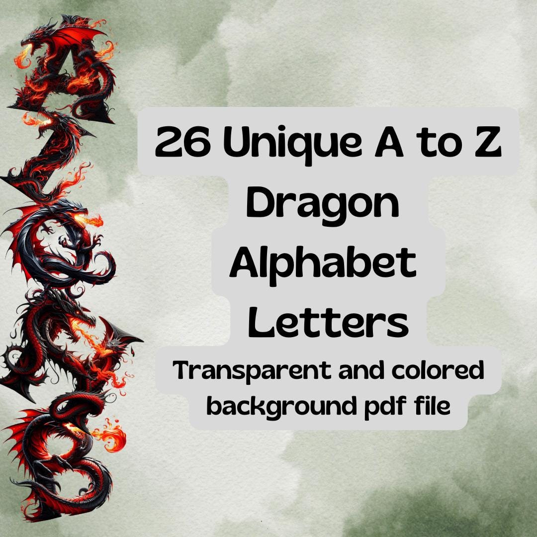 Dragon Alphabet Letters Clipart Fantasy Digital Download for Kids Name ...
