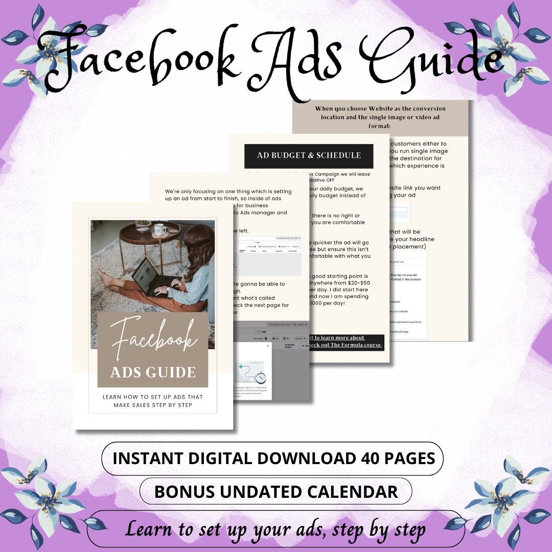 Facebook Ads Guide Master Facebook Ads With PLR Canva Editable Template MRR Done-for-you Digital ...