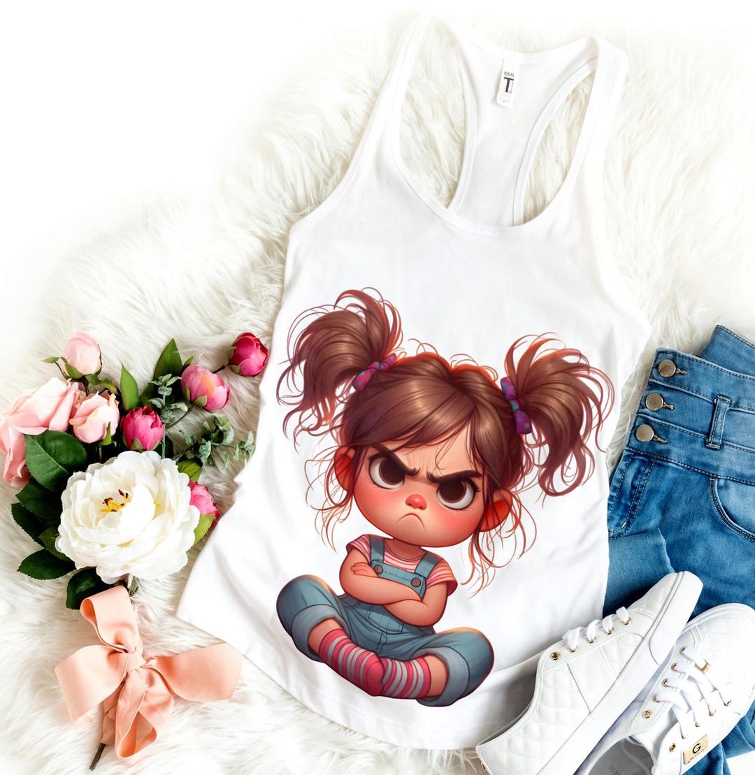 Grumpy Girl Digital Clipart Cute Angry Expression Hand Drawn Character ...