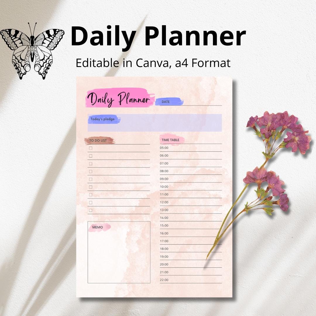 Handy Daily Planner PDF Simple Day Planner for Daily Schedule Office ...