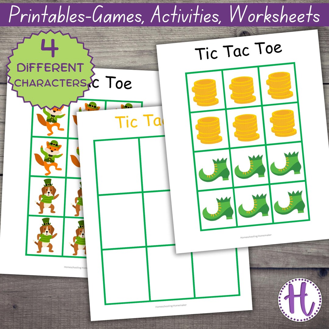 St Patrick's Day Tic Tac Toe Game for Kids, Printable Game Template ...