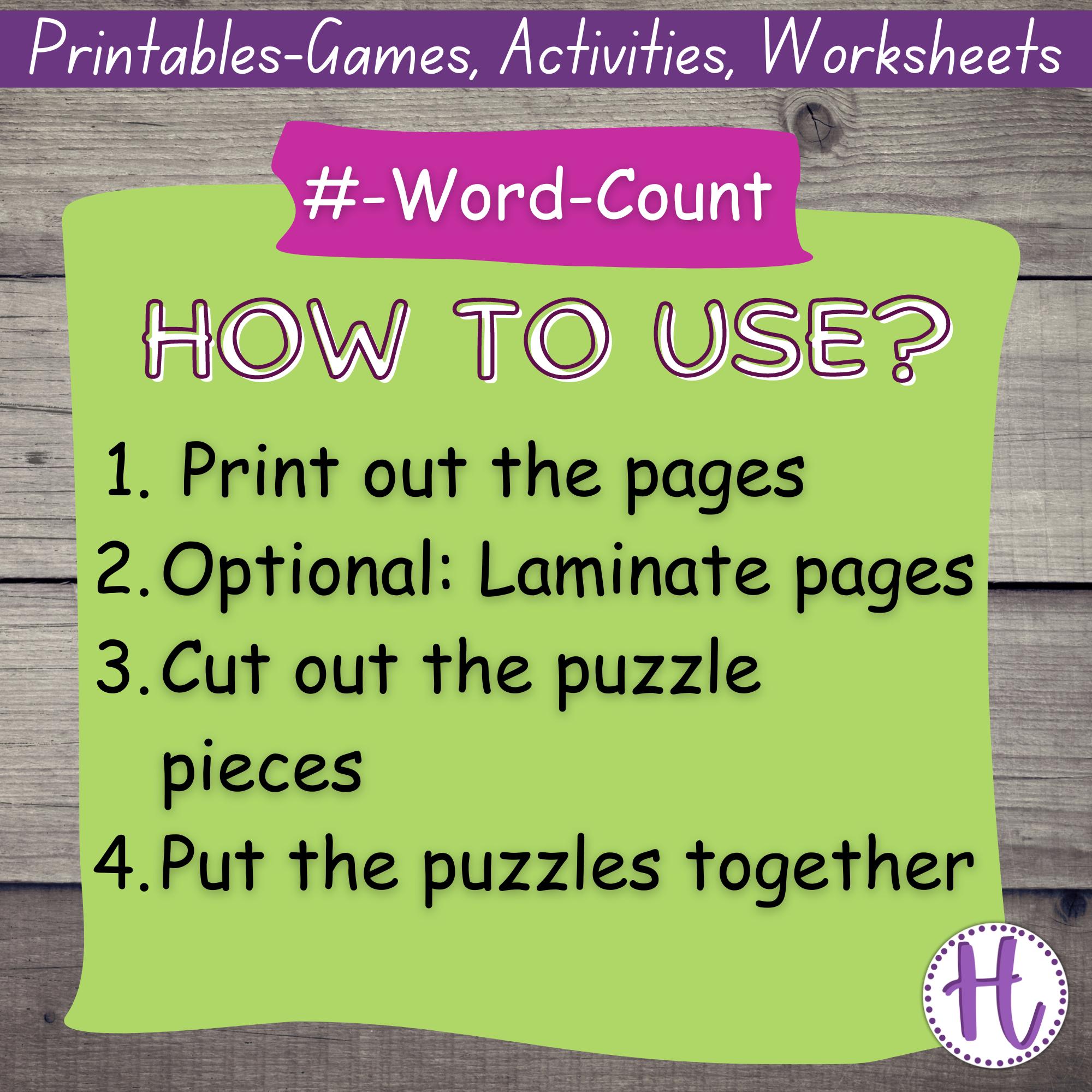 Counting and Number Word Matching Puzzle Cards for Kids, Bug Matching ...