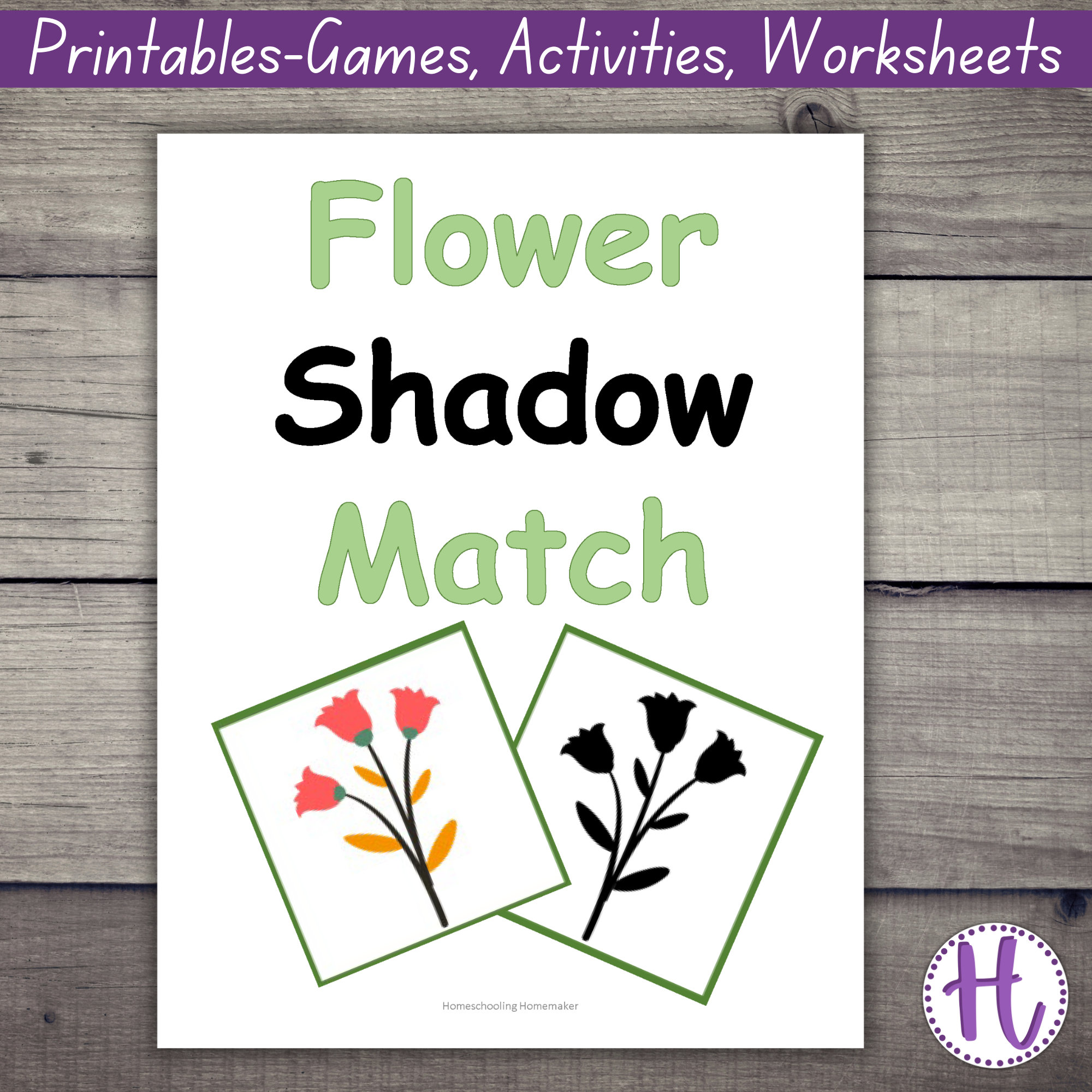 Shadow Matching Cards Flowers, Printable PDF, Preschool, Toddler ...