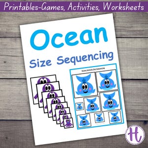 Ocean Animal Size Sequencing Cards for Toddlers, Preschool, Sort Cards ...