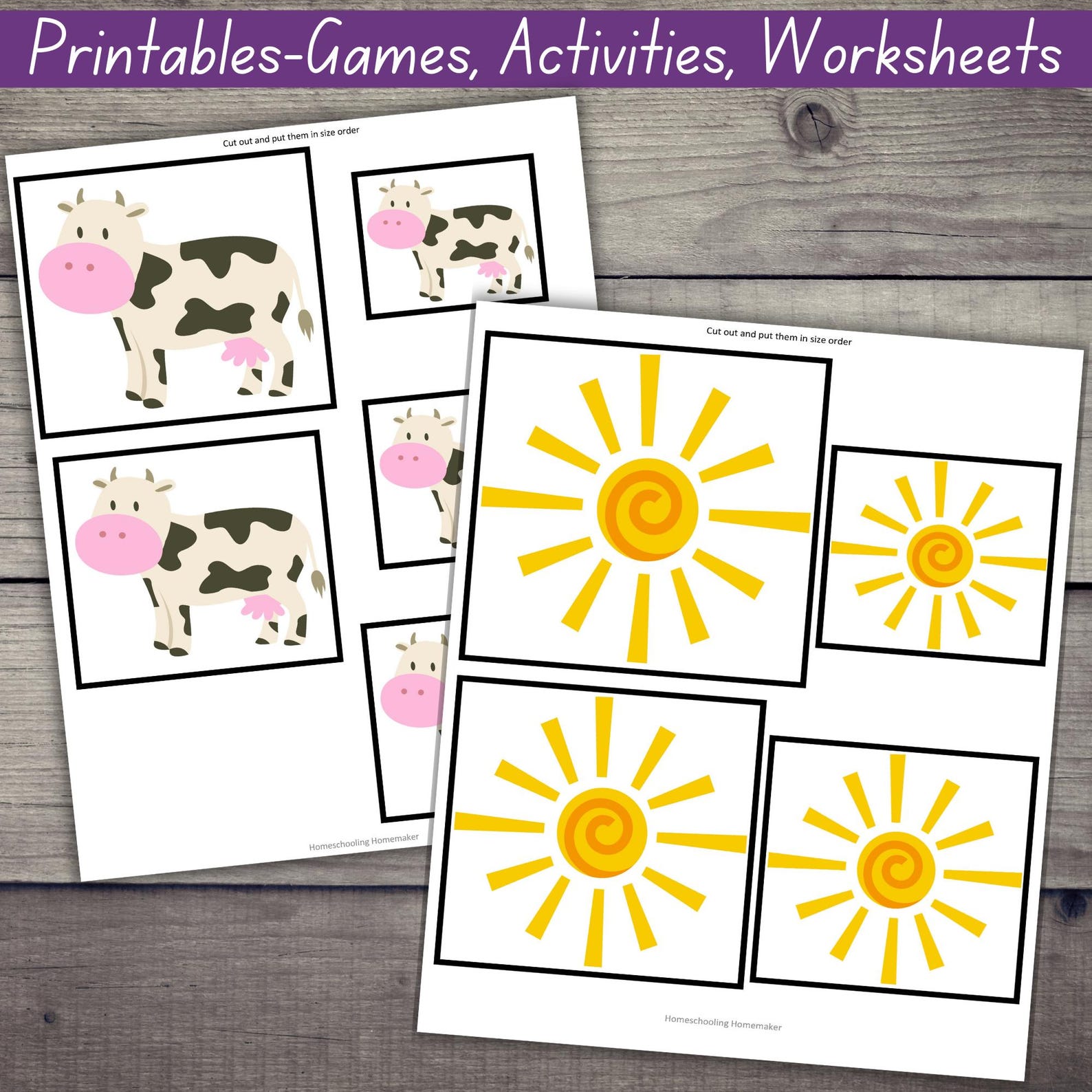 Farm Size Sequencing Cards for Toddlers, Preschool Ordering Activity ...