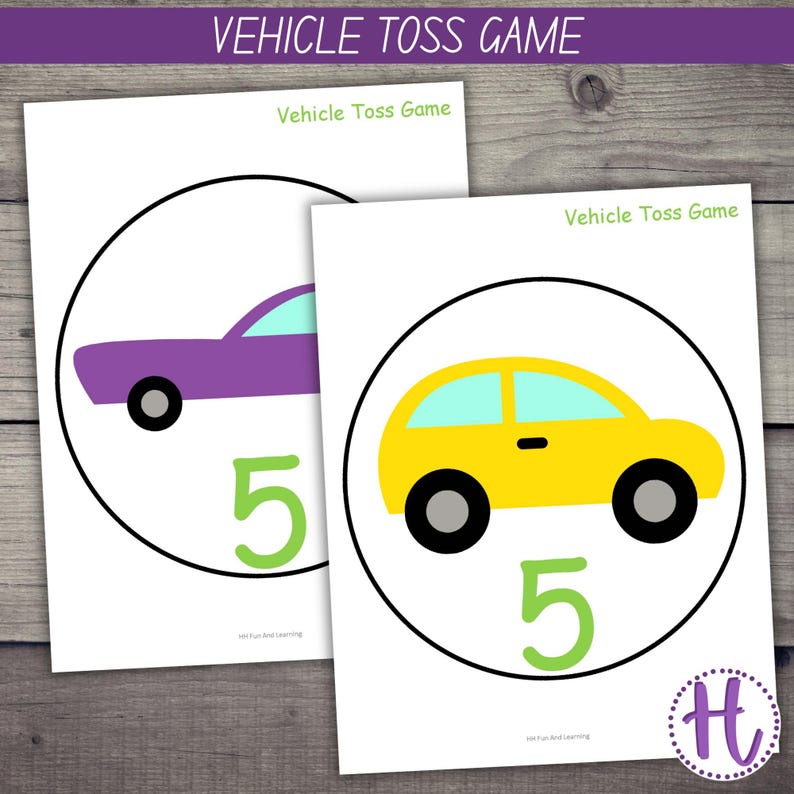 Printable Vehicle Toss Game: Active Math for Preschoolers (PDF Download ...