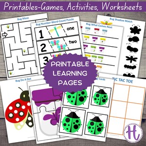Bug Activity Worksheets for Preschool or Kindergarten, Fun Bug Themed ...