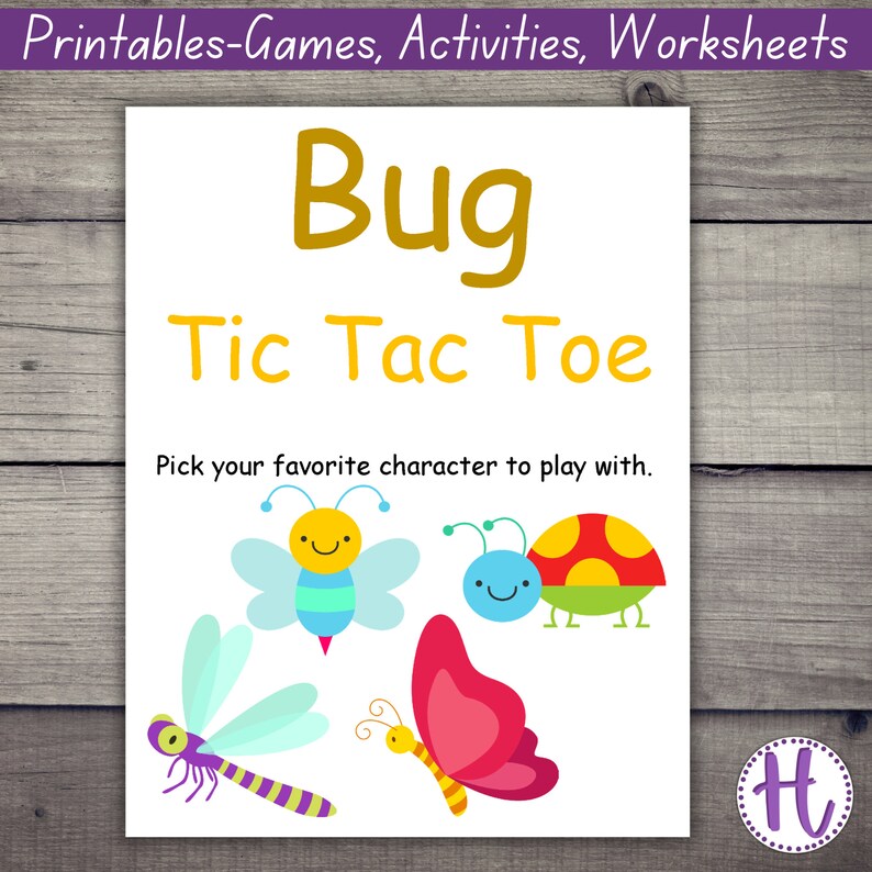Bug Tic Tac Toe Game for Kids, Kindergarten, Preschool, Printable Game ...