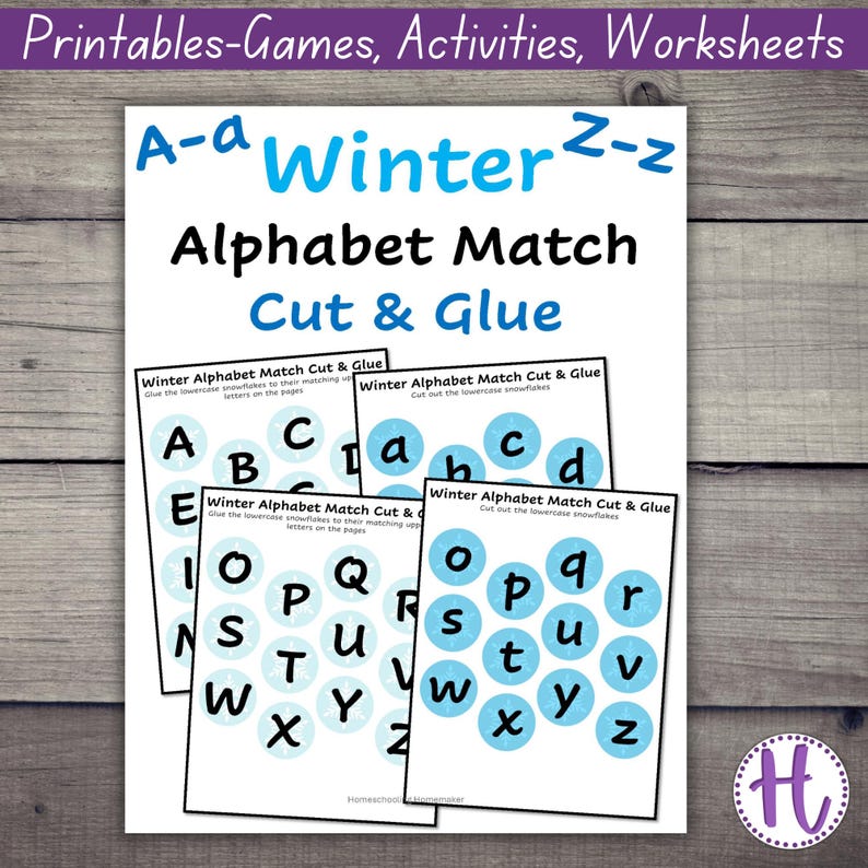 Winter Alphabet Match: Cut & Glue Preschool Worksheet (digital Download ...
