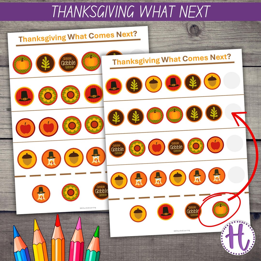 Thanksgiving Pattern Activity: Cut & Paste Worksheets (PDF) - Etsy