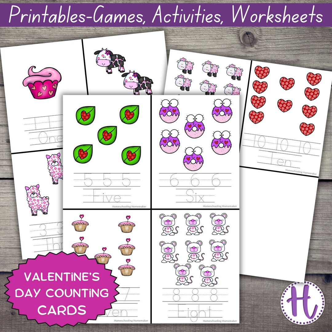 Valentine's Day Counting Cards 1-10: Number Tracing Activity (PDF ...
