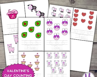 Valentine's Day Heart Counting Clip Cards: Numbers 1-20 (PDF) - Etsy