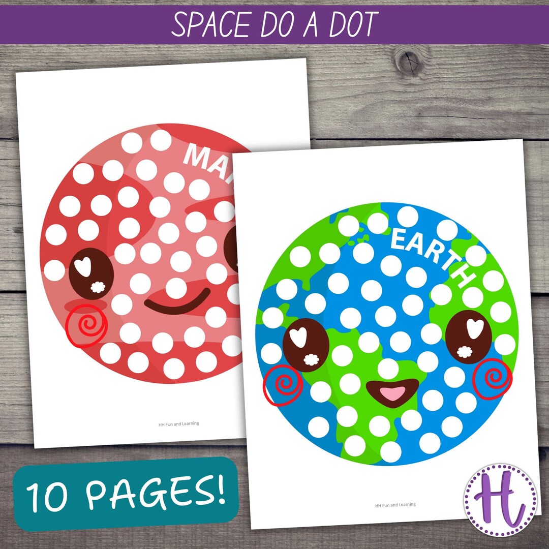 Space Do A Dot Worksheets, Printable Activity for Kids (PDF) - Etsy