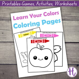 Color Learning Coloring Pages: Toddler & Preschool Worksheets (PDF) - Etsy