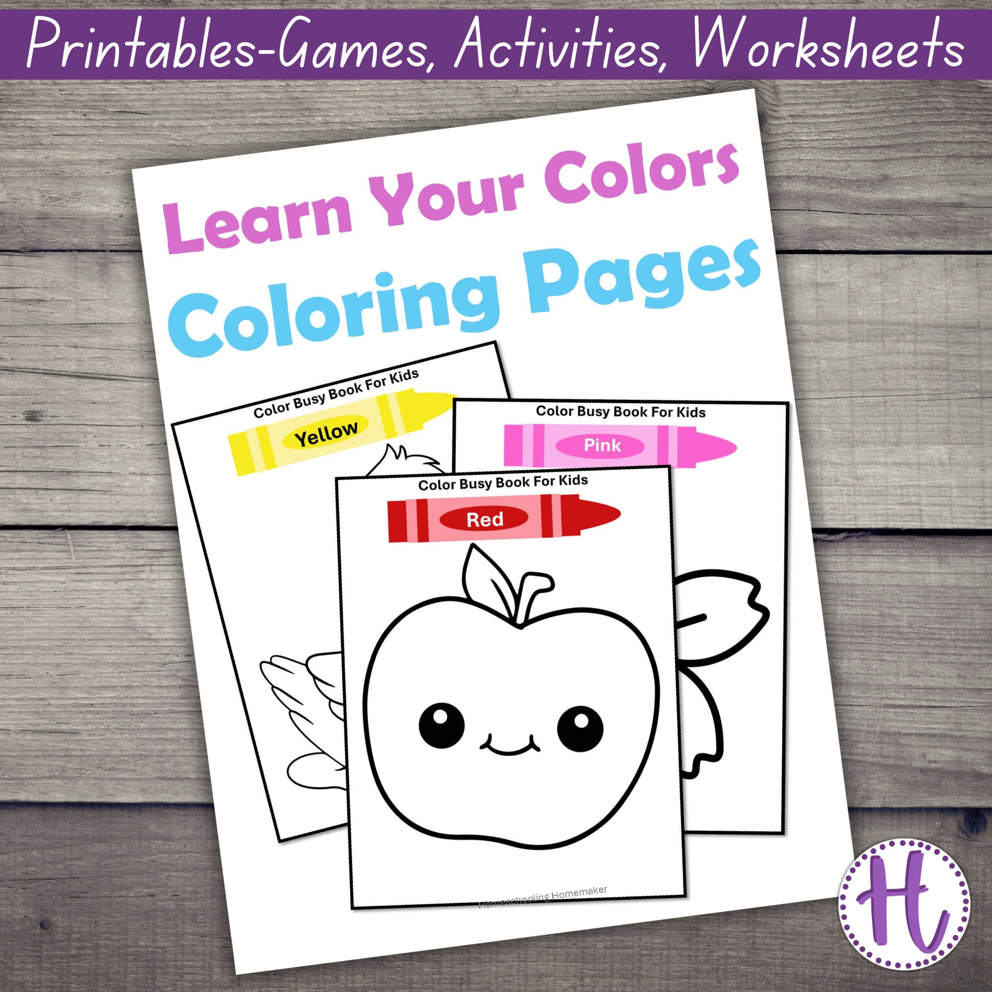 Color Learning Coloring Pages: Toddler & Preschool Worksheets (PDF) - Etsy